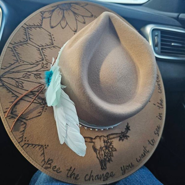 Wide Brim Felt Hat, BLACK Fedora, Rancher Hat, Unisex, Birthday Gift ...