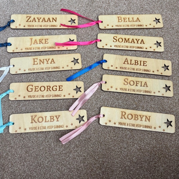 Personalised Wooden Bookmark | Gift Idea | Any Name | Student Incentive ...