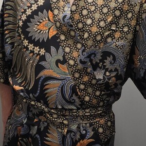 Black and Gold Mens Silk Kimono Robe, Boheme Silk Dressing Gown for Man ...