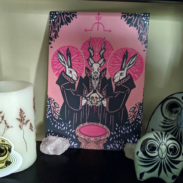 Ritual Triptych- Set of 3 Prints (2 SIZES)- Gothic Art, Occult, Owls ...