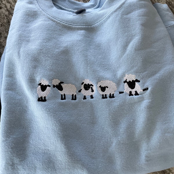 Embroidered Sheep Sweatshirt - Etsy