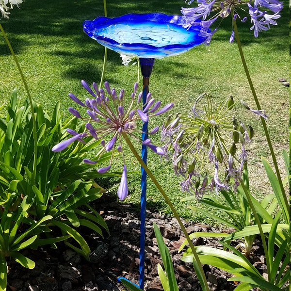 Celebrate With a Ceremonial Cobalt Blue Bird Bath Handblown Art Glass ...