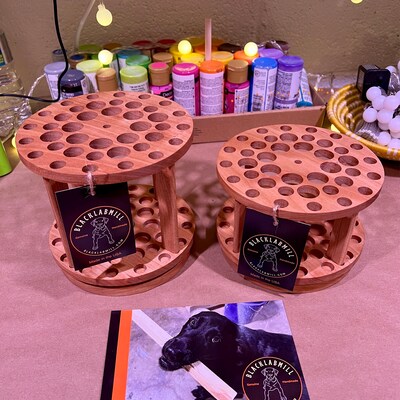 Rotating Paint Brush Holder Set, Handmade Paintbrush Holders - Etsy
