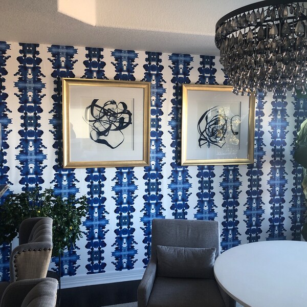 Ink Blot Wallpaper - Indigo Double Inkblot by Danika Herrick - Ink Blot ...