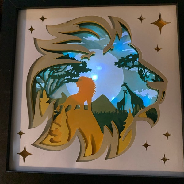 Löwe Lightbox Vorlage, Scherenschnitt Schattenbox Vorlage, Schattenbox ...