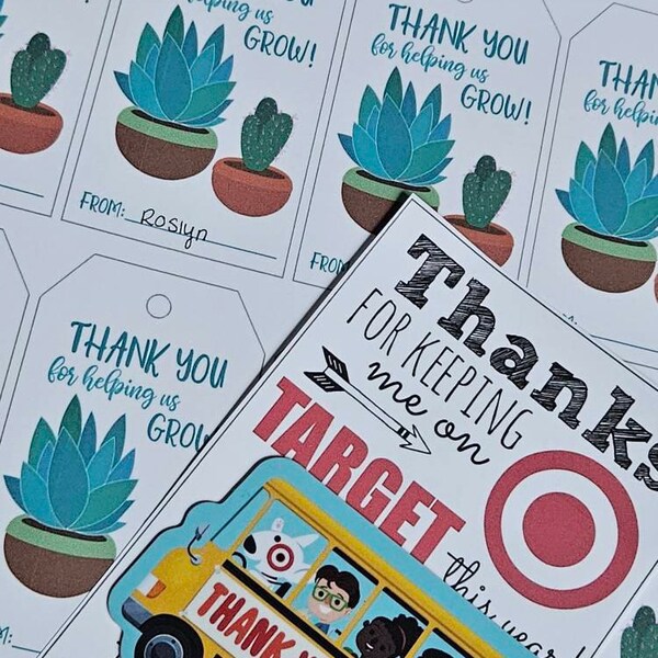 Printable Teacher Gift Tags, Thank You for Helping Us Grow, Teacher ...