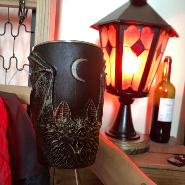 Vampire Bat Mug | Hand Sculpted Resin Gothic Art Mug With Stainless ...