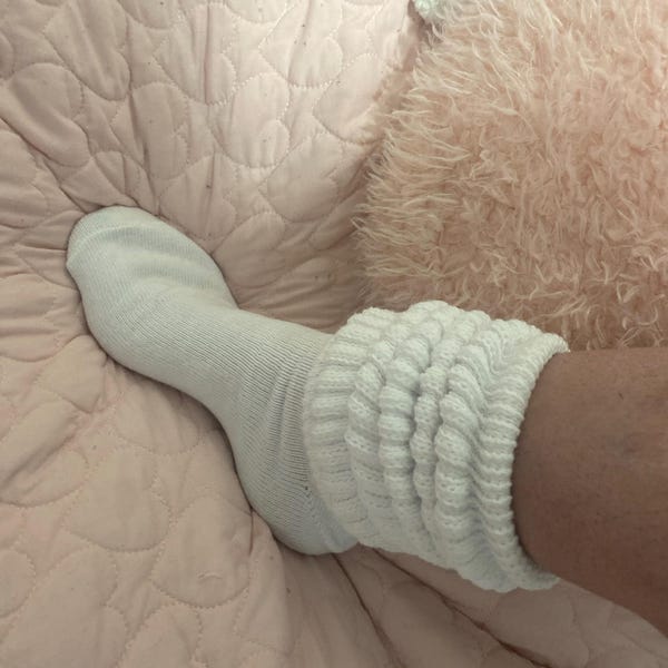 ULTIMATE Cotton Slouch Socks Women -WHITE , American Made Best Quality ...