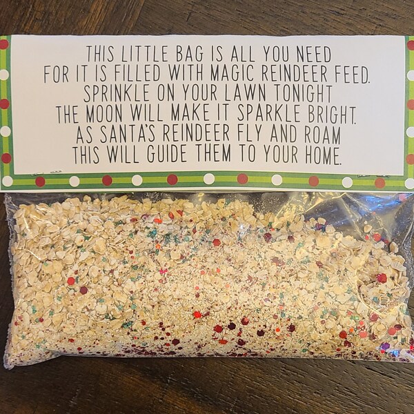 Reindeer Food Treat Bag Topper, Printable Treat Bag Topper, Christmas ...