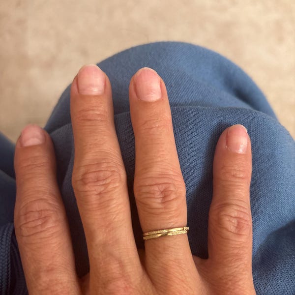 Stardust Ring, 14k/10k Solid Gold Diamond Cut Stacking Ring, Gold Midi Ring, Delicate Gold Ring ...