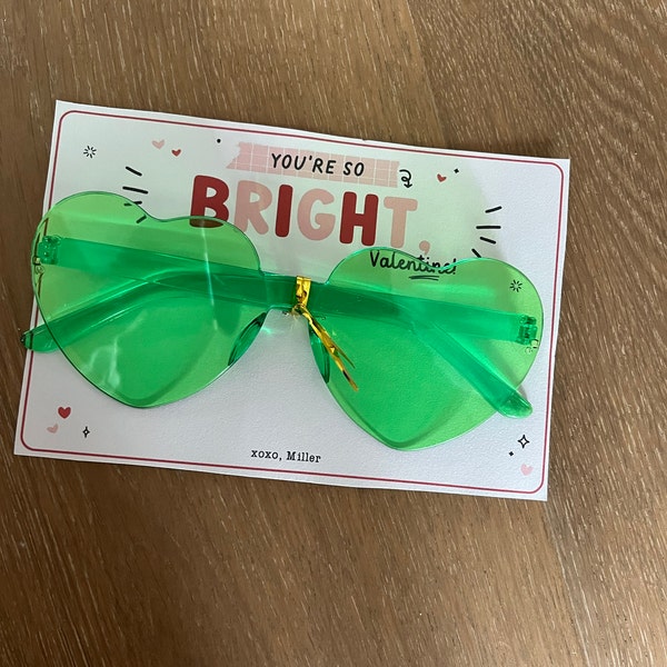 Heart Sunglasses Valentine's Day Card Holder INSTANT DOWNLOAD, EDITABLE ...