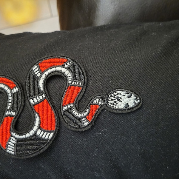 Red and Black Snake Embroidered Iron on Patch - Etsy