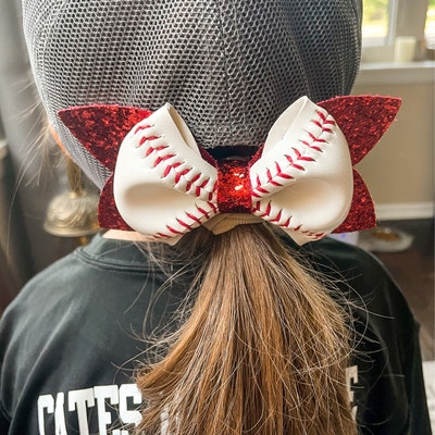 Real Baseball Bow, Real Baseball Hair Bow, Baseball Bow, Baseball Skin ...