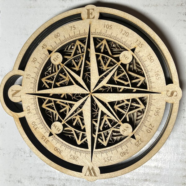 362-wooden Multilayer Compass, Home Decor, Wall Decor, Vector Svg ...