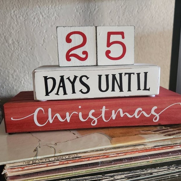 25 Days Until Christmas Countdown, Wooden Countdown Cubes, - Etsy