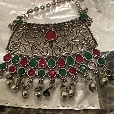 Indian Ethnic Choker Hasli Jewelry Set, Silver Oxidized Dual Tone ...