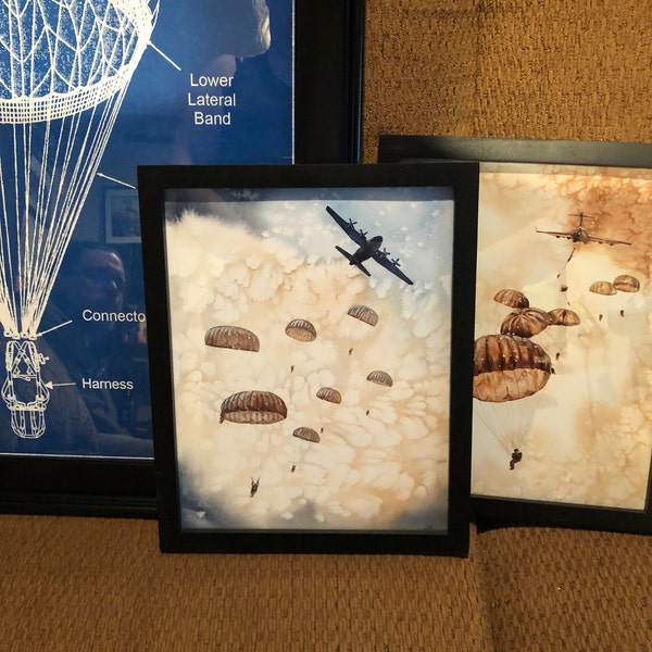 Airborne Art Print Paratroopers Watercolor Painting Parachute Jumps ...