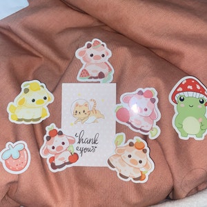 Cute Cow Stickers Bundle I Kawaii Fruit Cow Sticker I Strawberry Cow I ...