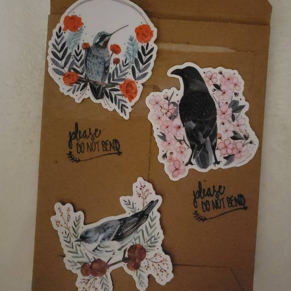 Set of Three Vinyl Bird Stickers - Etsy