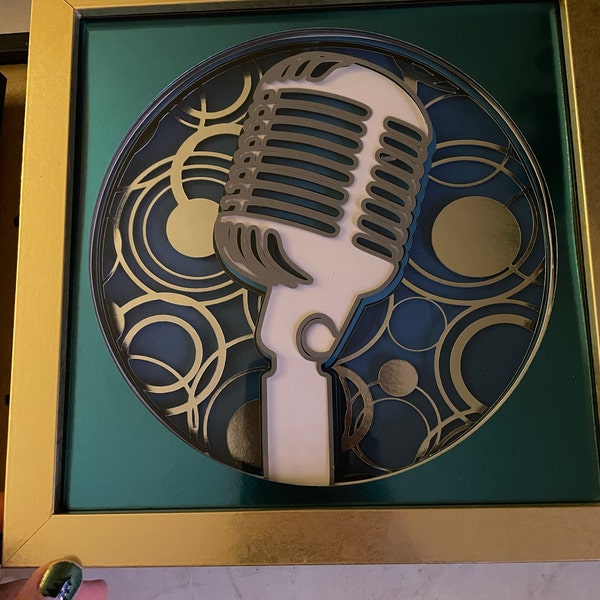 3D MICROPHONE SVG | Layered | Papercraft | Shadow Box | Card | Singer ...