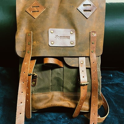 80L to 30L Size Options Extra Large Handmade Leather Waxed Canvas ...
