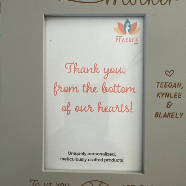 Mom Appreciation Picture Frame Personalized, Gift for Mom or Wife ...