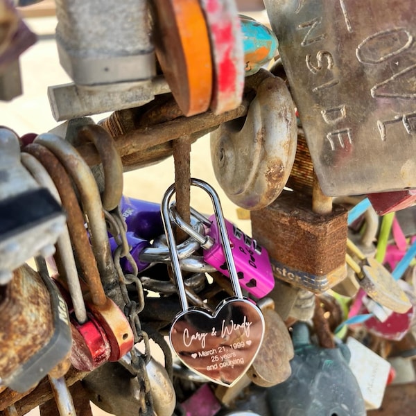Engraved Heart Love Lock With Key - Travel Bridge Love Locks, Custom ...