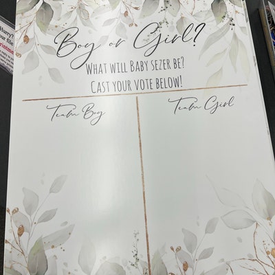 Greenery Gender Prediction Sign, 2 Sizes Included, He or She Activity ...