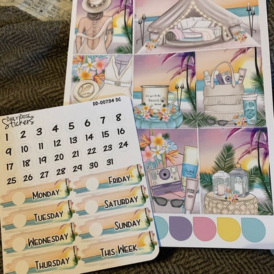 NEW Sunset Beach Weekly Sticker Kit Sticker Kit Summer Planner Stickers ...