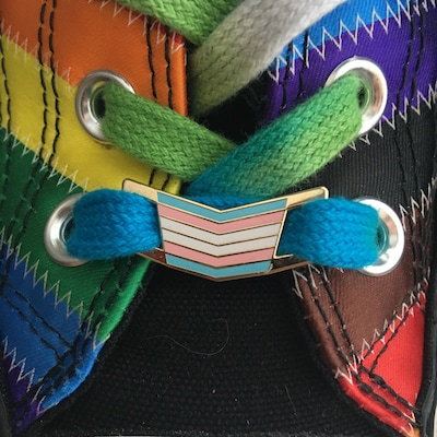 Trans Lace Locks Small Subtle Gay Pride Shoelace Enamel Badge Shoe ...