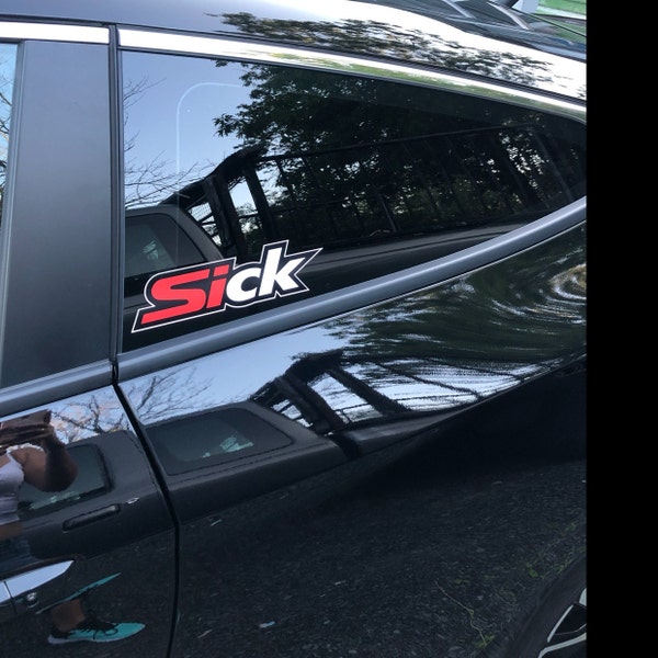 2 SICK Racing Vinyl Graphic 9'' Decals Car Civic SI JDM Turbo Rims ...