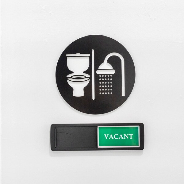 Restroom and Shower Sign With Symbols. Door Sign for Shower Room ...