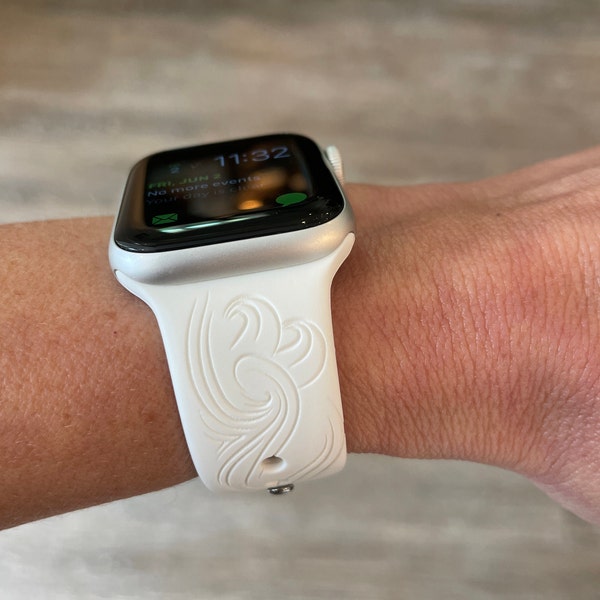 Waves, Ocean Waves, Boho Waves Silicone Watch Band Laser Engraved ...