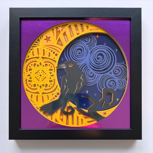 Raven and Moon Shadow Box Svg, Halloween Shadow Box, Fall Shadow Box ...