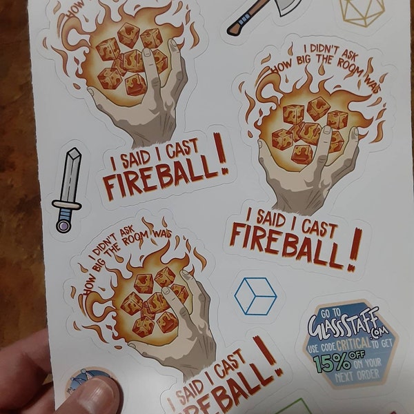 I Cast Fireball D20 Dnd Sticker | Dnd Gift | GM | Dungeons & Dragons ...