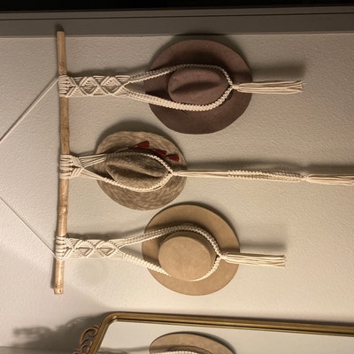 Macrame Hat Hanger, Double Macrame Hat Holder, Boho Hat Organizer ...