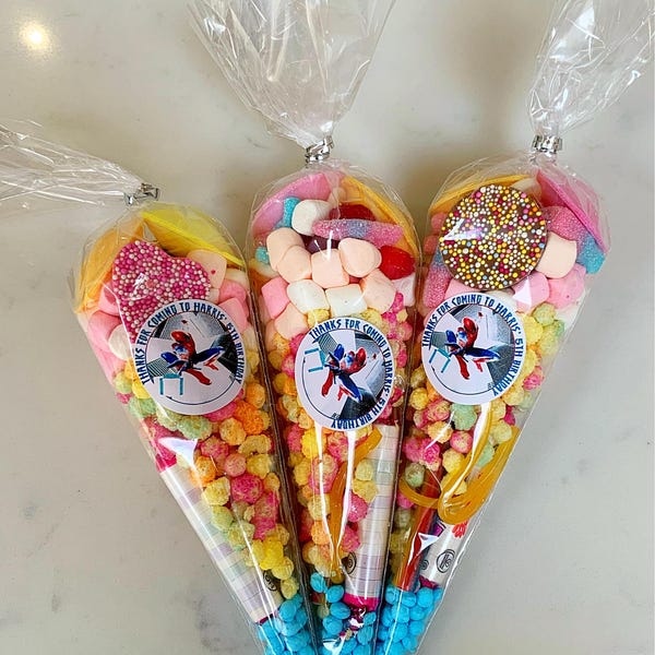 20 Pre Filled RETRO Sweet Cones Party Bags Kids Children Vegetarian ...