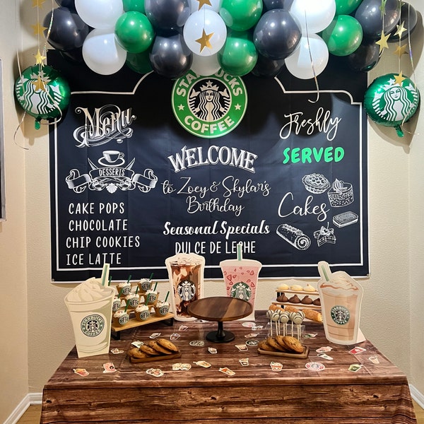 Custom Starbucks Chalkboard Banner: Cafe Theme Party Backdrop - Etsy