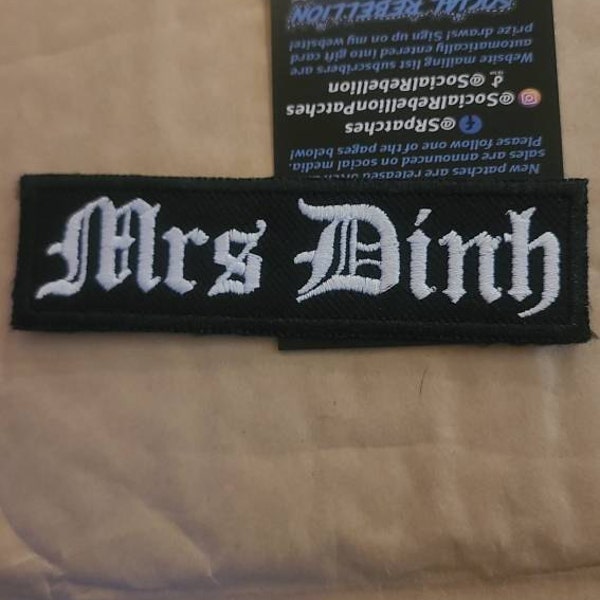 Custom Embroidered Patch Old English Name Tag Black Metal Punk LA ...
