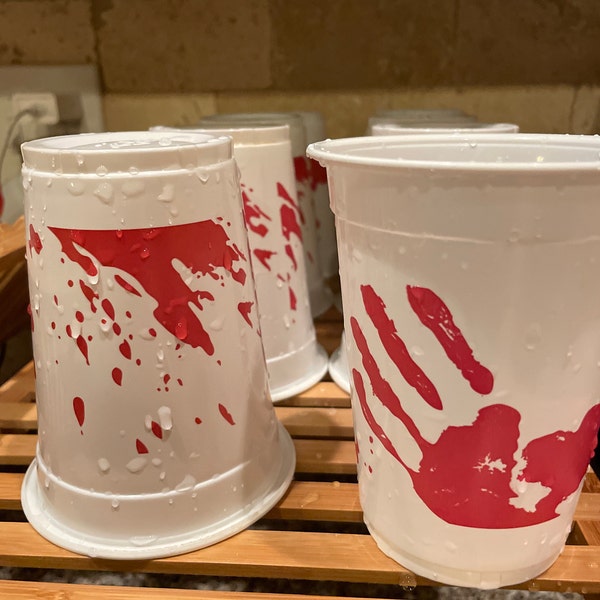 Halloween Plastic Cups With Blood Splatter Drip Design Walking Dead ...
