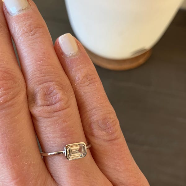 Baguette Ring, Rectangle Ring, Bezel Set Ring, Bezel Set Engagement ...