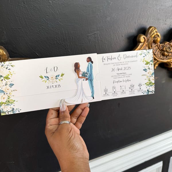 Sliding Wedding Invitation With Bride and Groom. Slideng Bride ...