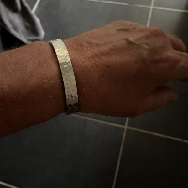 3oz, 18mm Wide Cuff Bangle / Mens Silver Bracelet / Heavy Silver Bangle ...