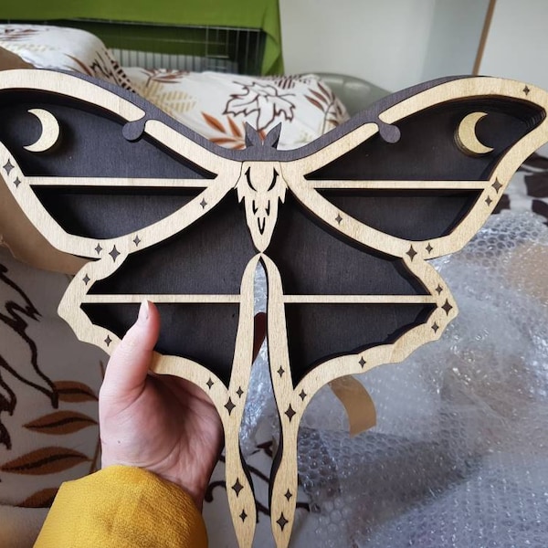 Coppermoon Luna Moth Crystal Shelf, Luna Moth Shelf, Luna Moth Wooden ...