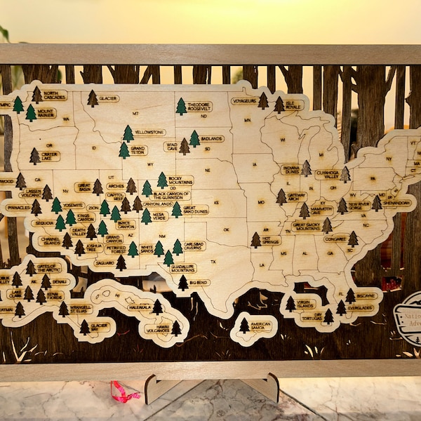 National Park Map, National Park Sign, Wooden, Gift, US National Parks ...