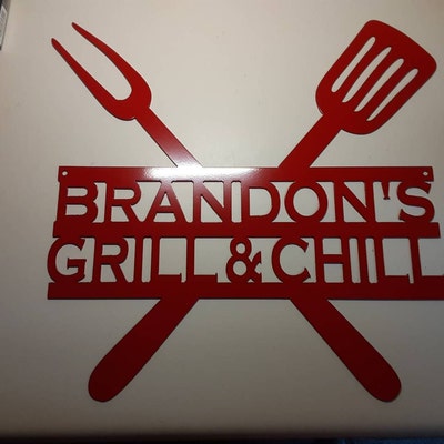 BBQ Grill Sign Metal Wall Art Smoker and Grilling Gift Gift for Him ...