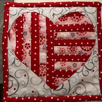 Mod Heart Foundation Paper Piecing FPP Pattern Striped Heart Quilt ...