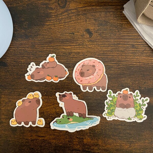 Cute Capybara Sticker Set | Cute Capybaras Sticker Pack Waterproof ...