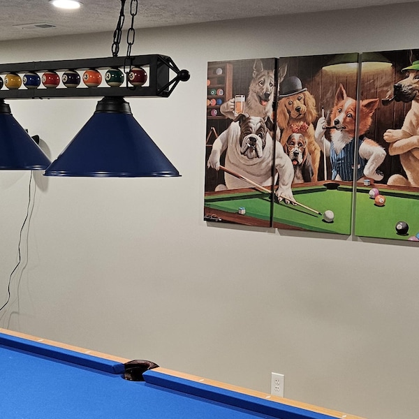 Dogs Playing Pool Canvas Wall Art Funny Gifts Dog Print Dog Home Decor ...