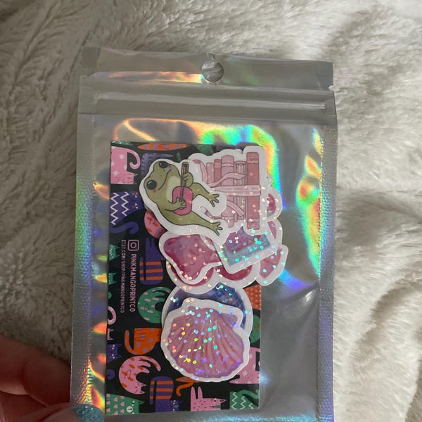 Set of 10 Pink Aesthetic Sparkly Holographic Stickers, Cute Girly ...